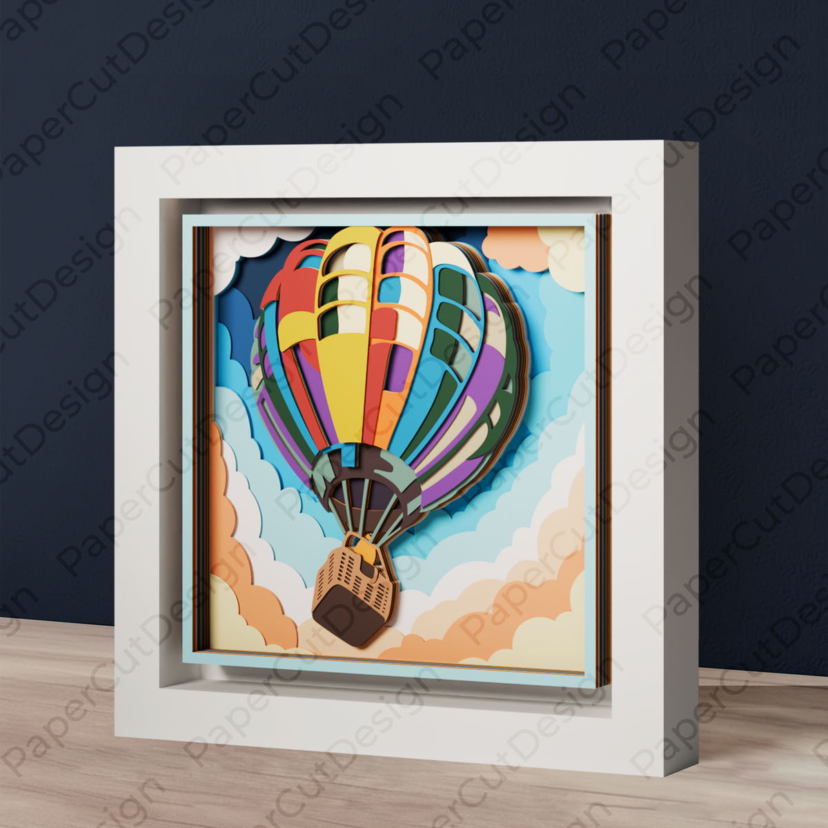 3D Hot Air Balloon Shadow Box Svg File | LaserSvgTemplates
