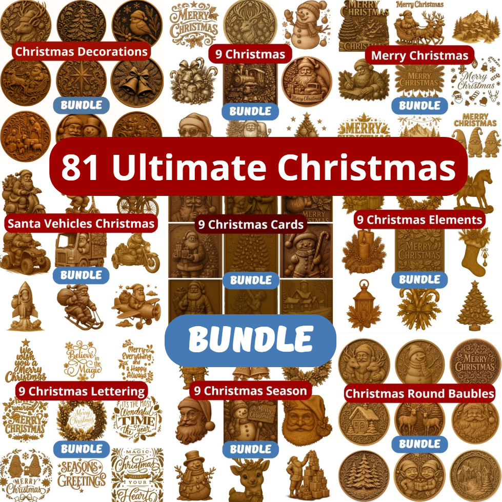 81 Ultimate Christmas Bundle laser engraving png file