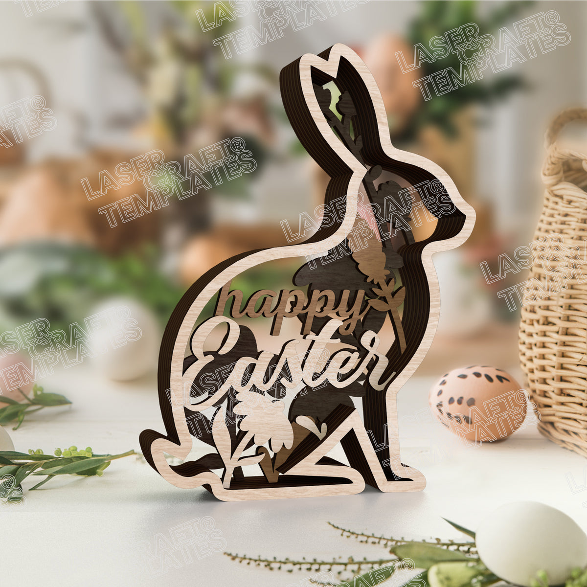 Multilayer Easter bunny decoration laser cut svg file