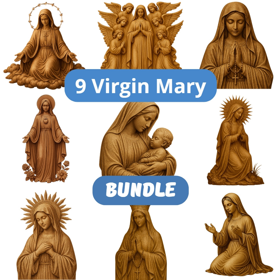 9 Virgin Mary Bundle laser engraving png file