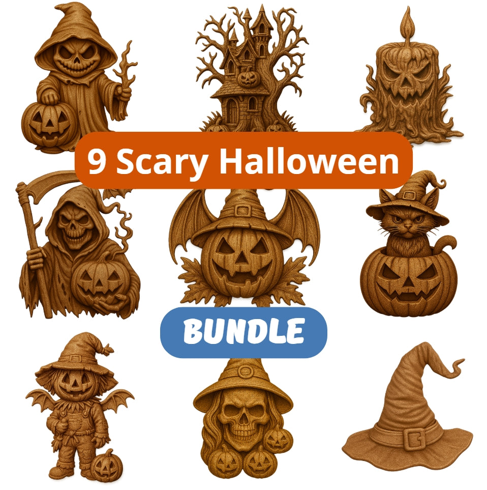 9 Scary Halloween Bundle laser engraving png file