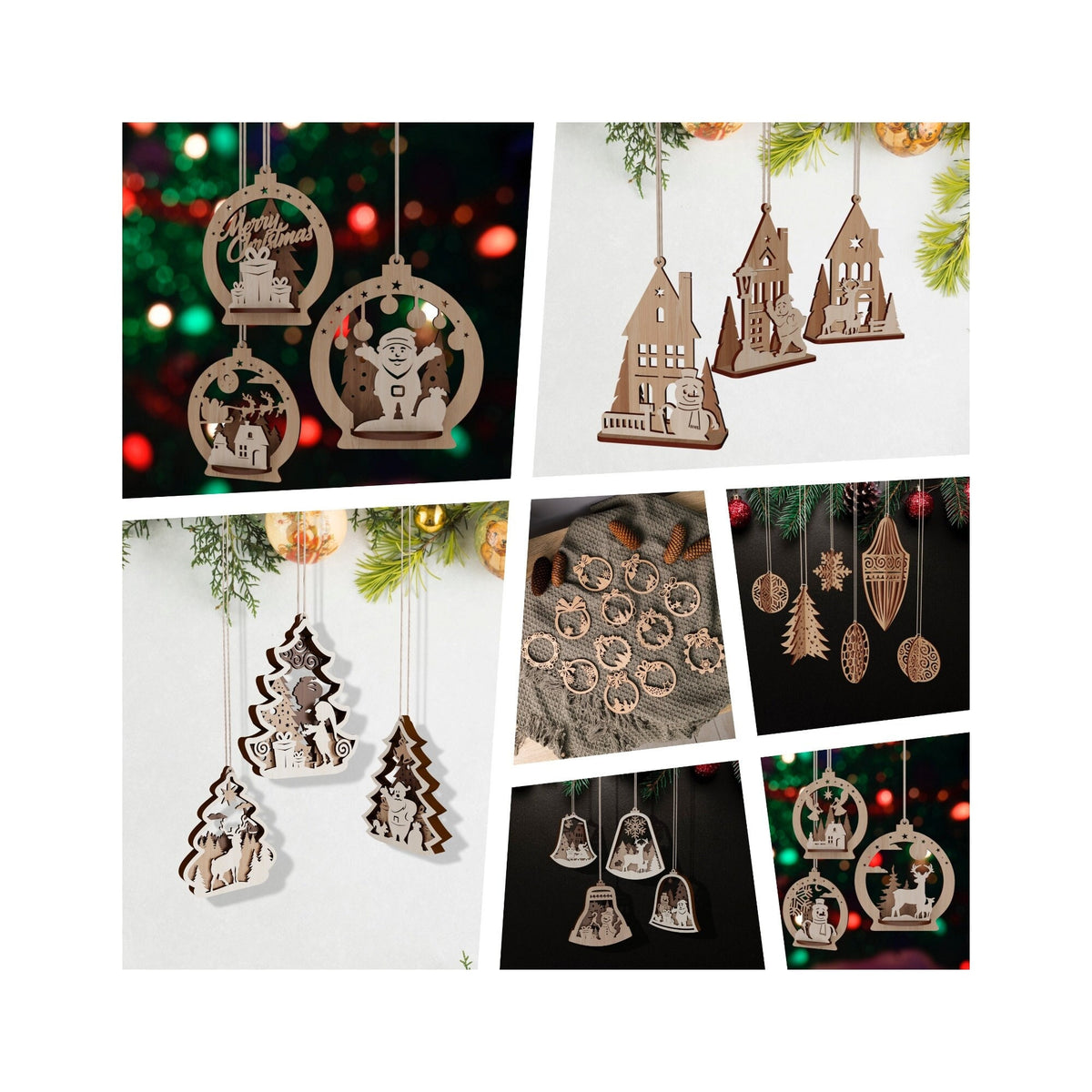 Christmas tree 3D ornaments 36 bundle laser cut svg file ...