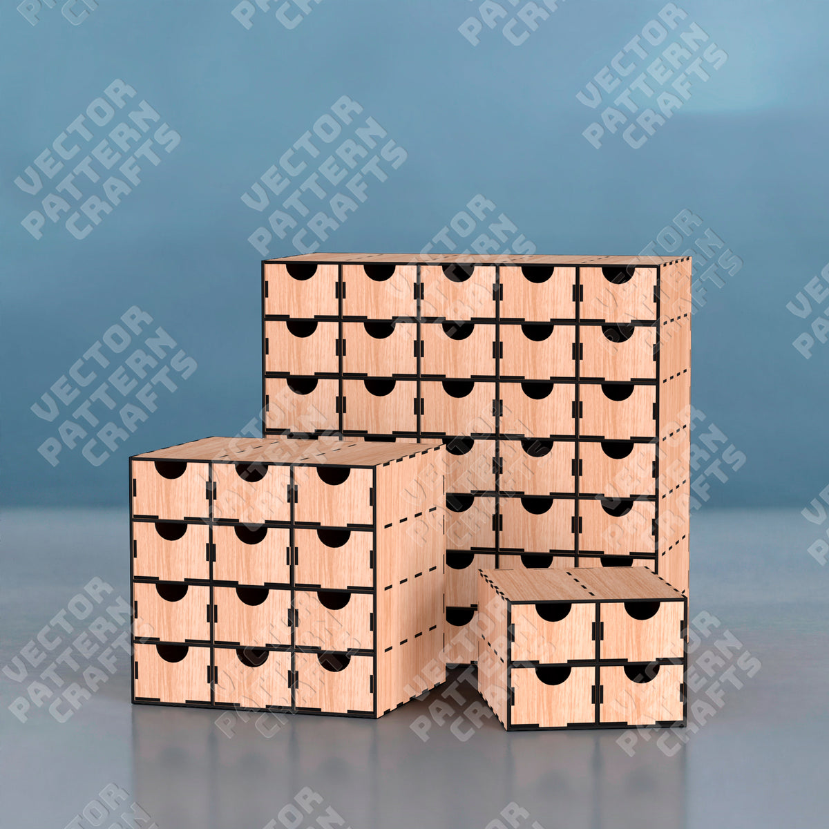 Desktop drawers organizer 3 bundle laser cut svg file