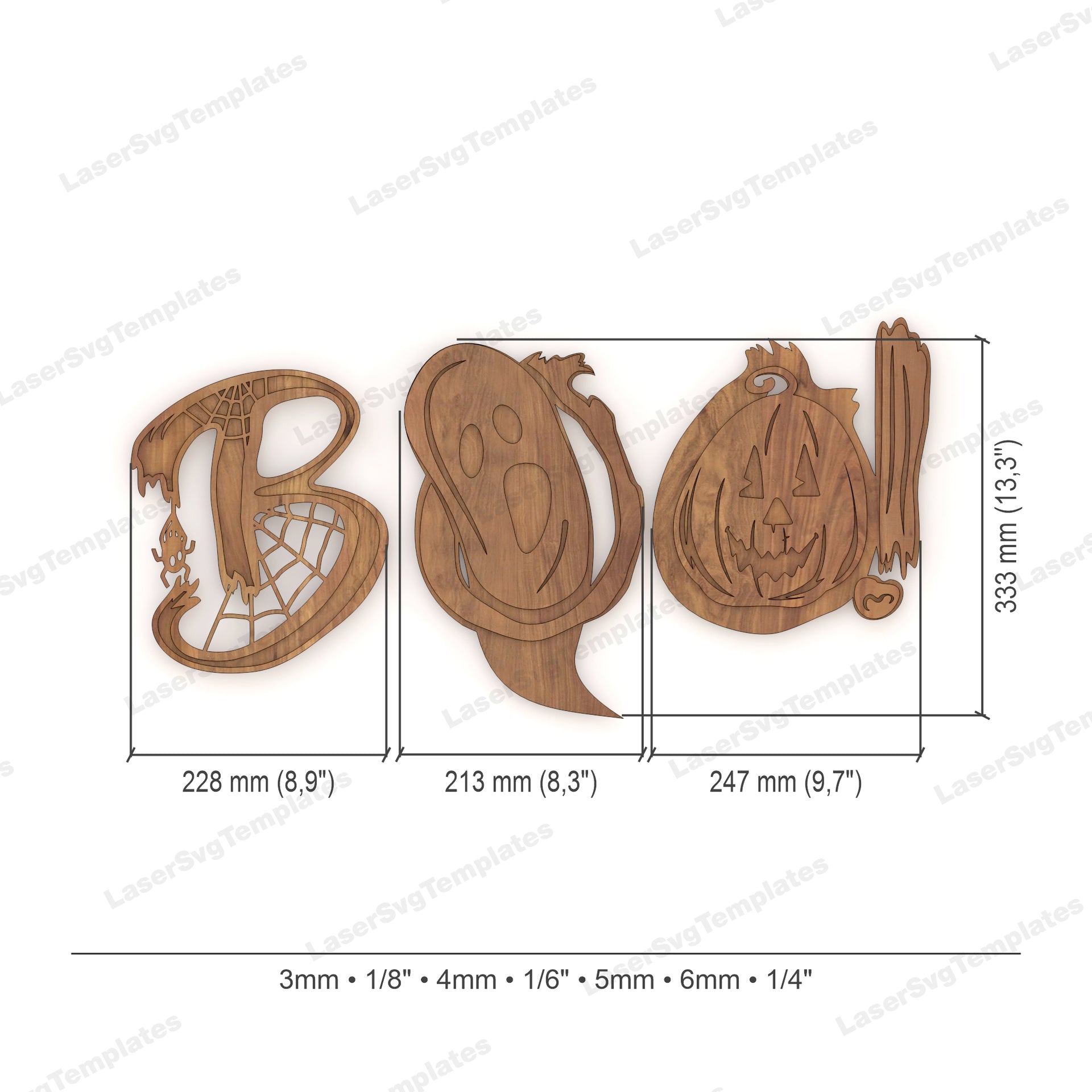 Laser cut Multilayer boo halloween wall decor svg template