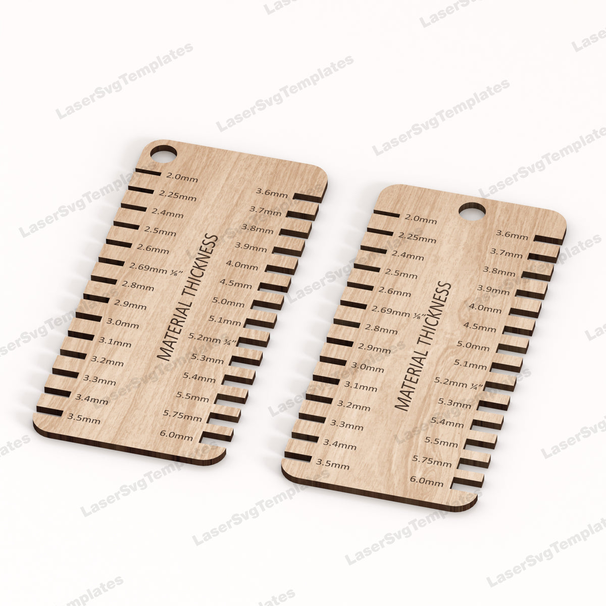 Material thickness gauge laser cut svg file