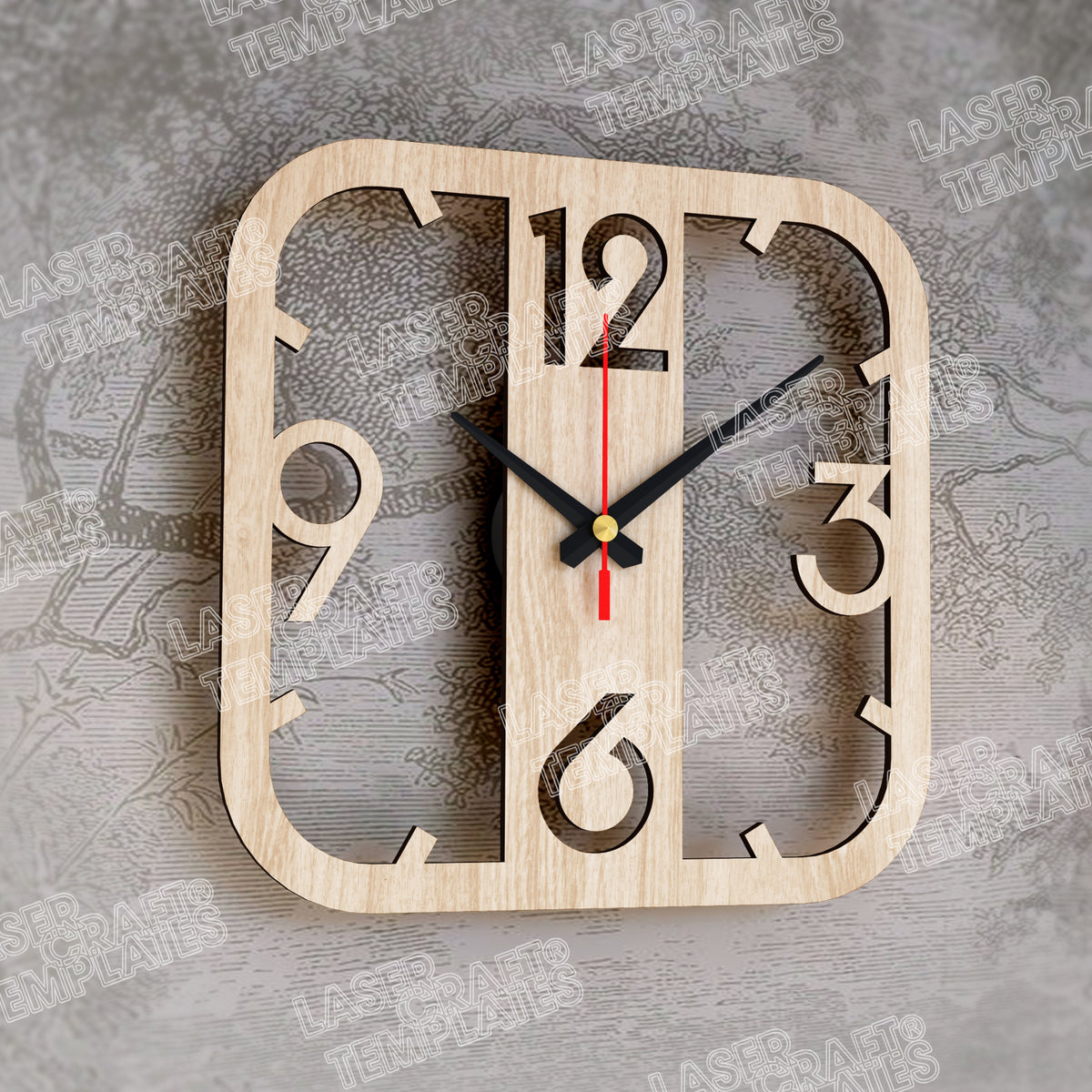 Square wall clock laser cut svg file