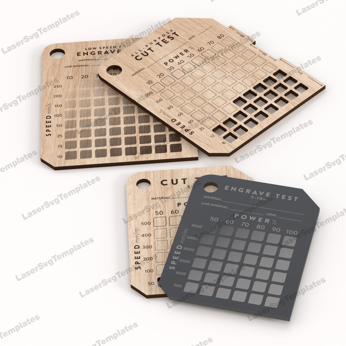 Test cards for engrve & test laser cut svg file