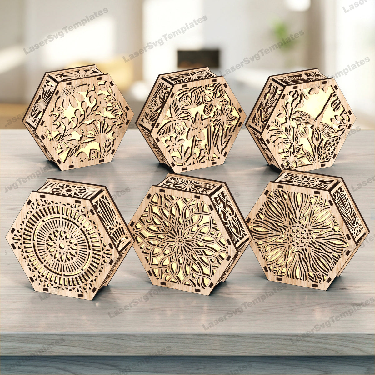 Spring mandala candle holder 6 bundle laser cut svg file