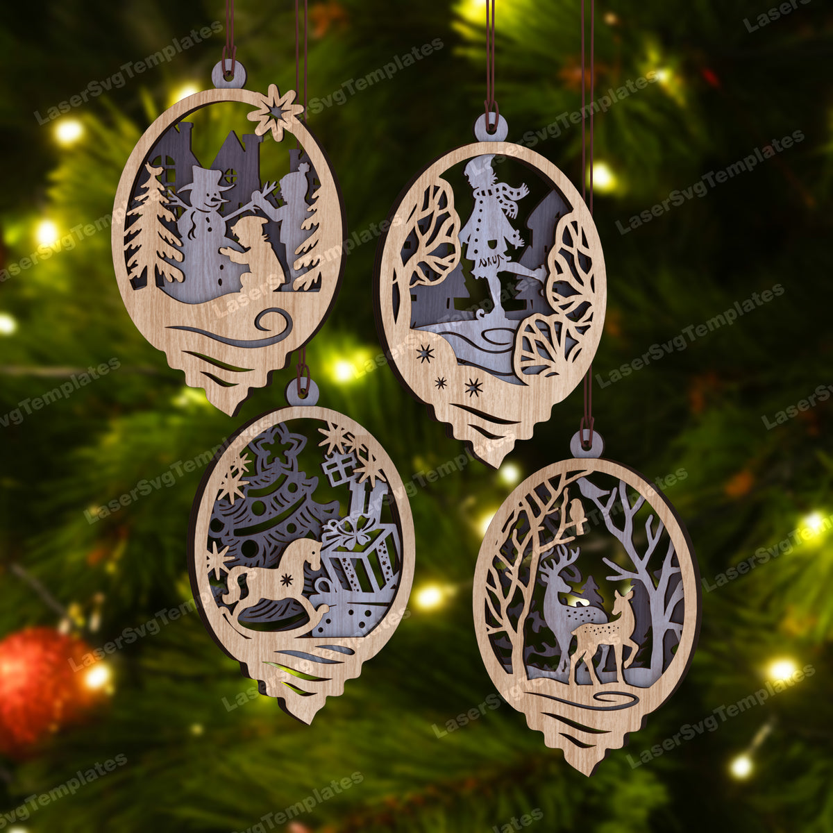 Laser cut Christmas Tree balls ornaments svg file