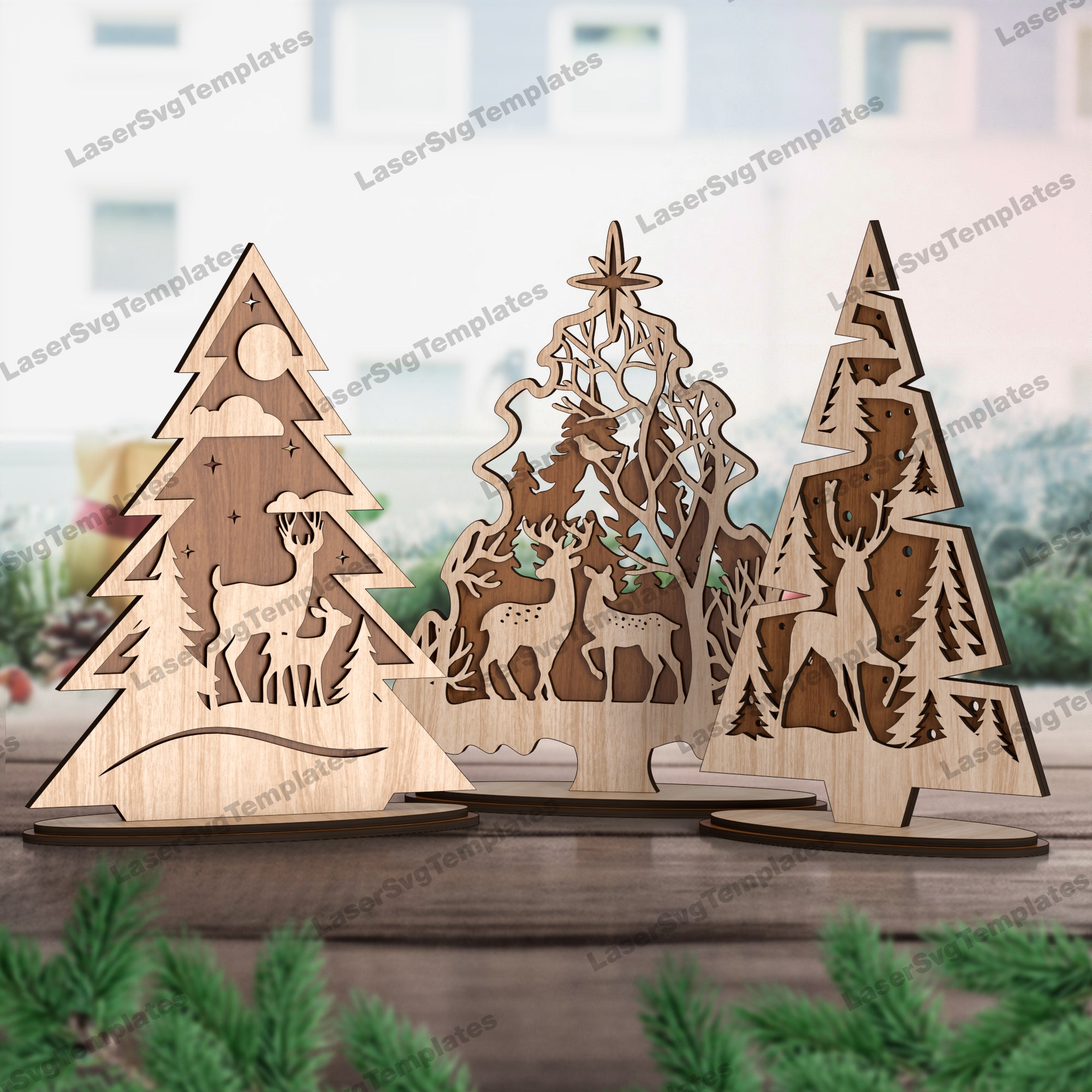 Standing Tree Laser Cut Template Christmas Tree Stand, Laser Cut File,