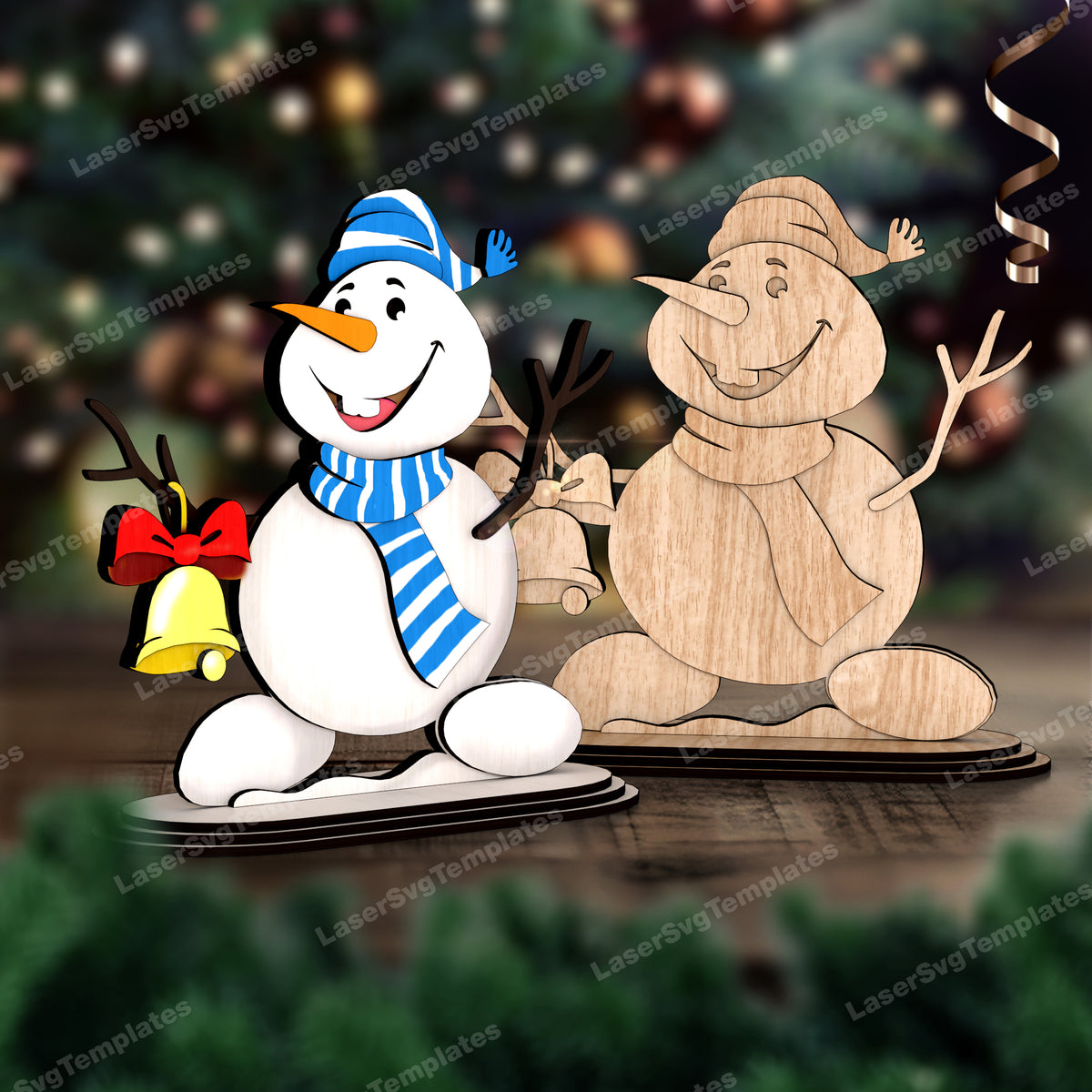 Laser cut Christmas snowman table decoration svg file