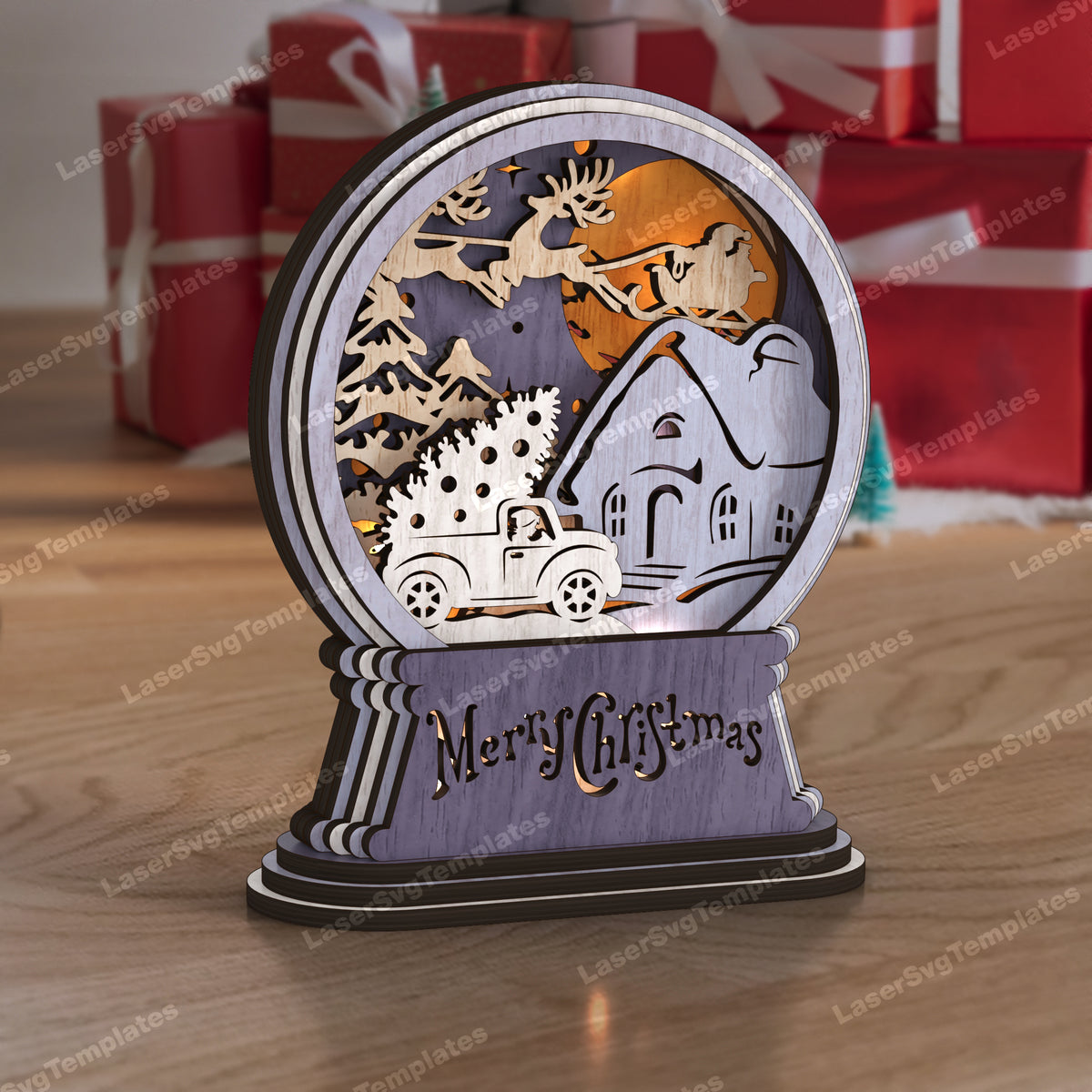 Christmas multilayer globe table decoration laser cut svg file