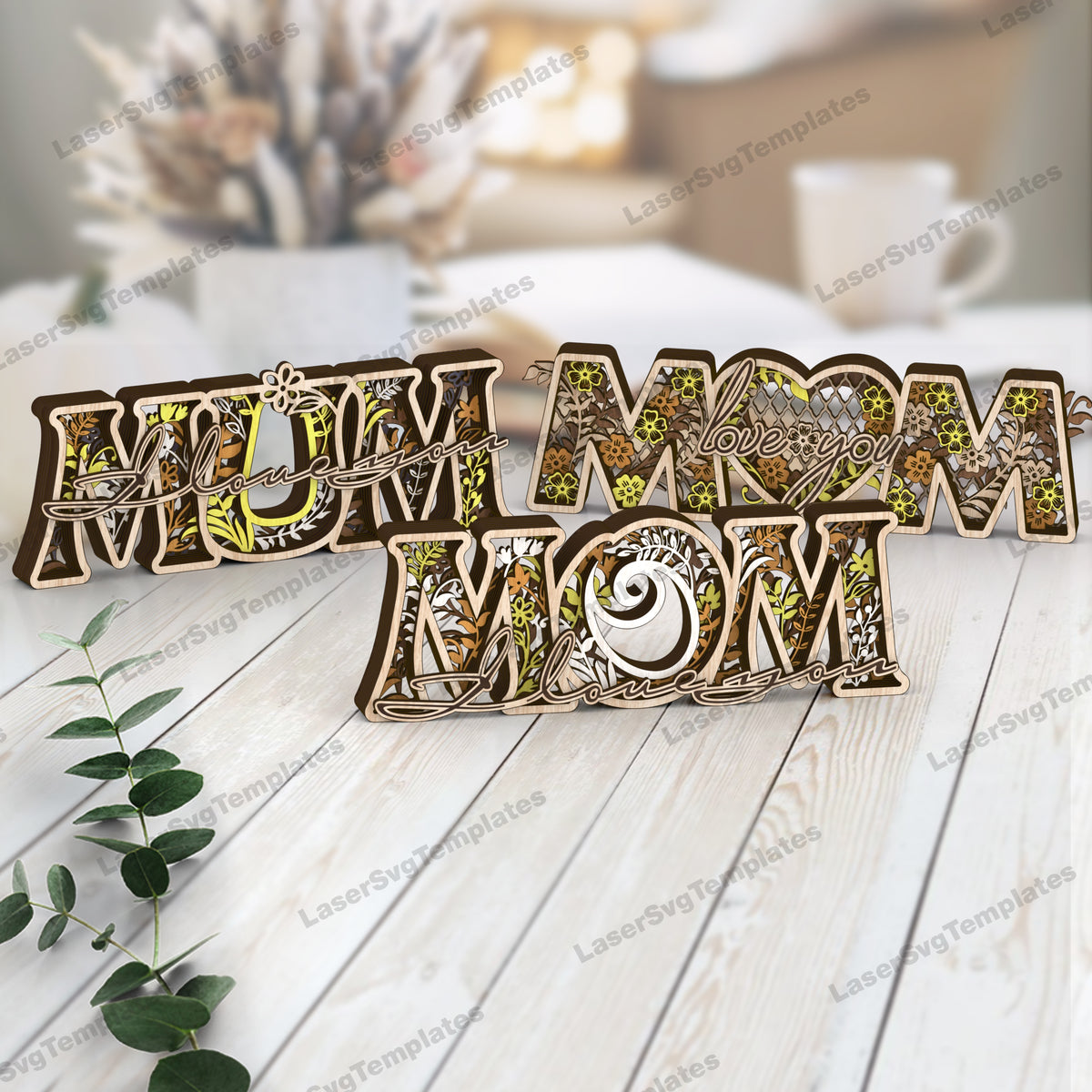 Laser cut Multilayer Mom standing sign 3 bundle svg file