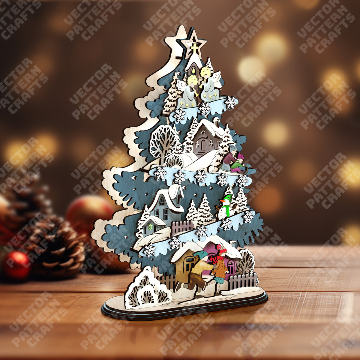 Standing Christmas Tree Decoration laser cut svg file