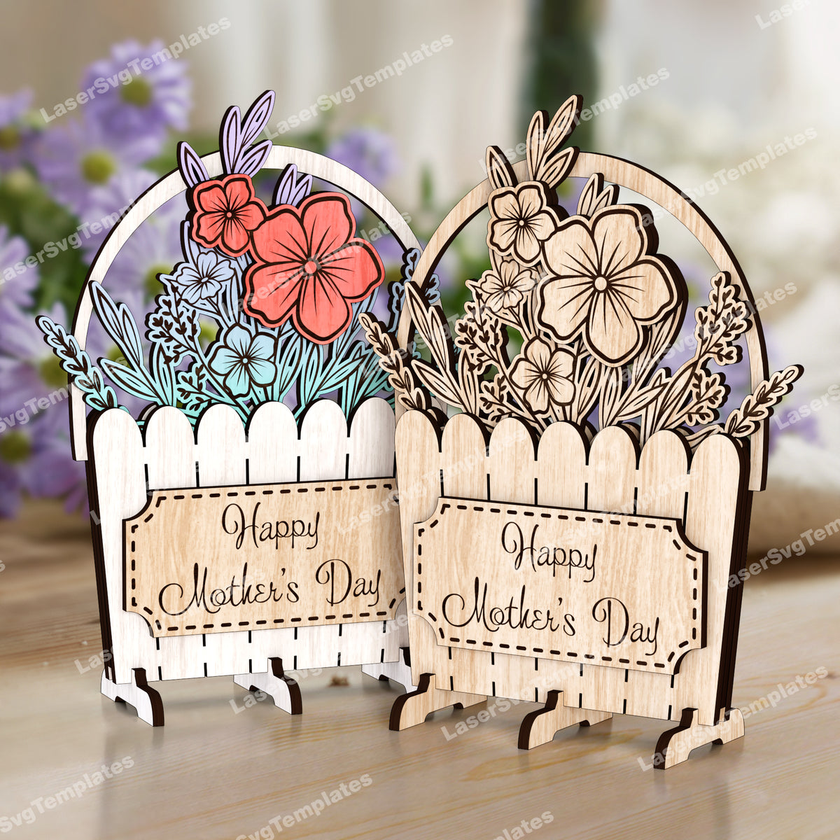 Laser cut standing flower pot svg file