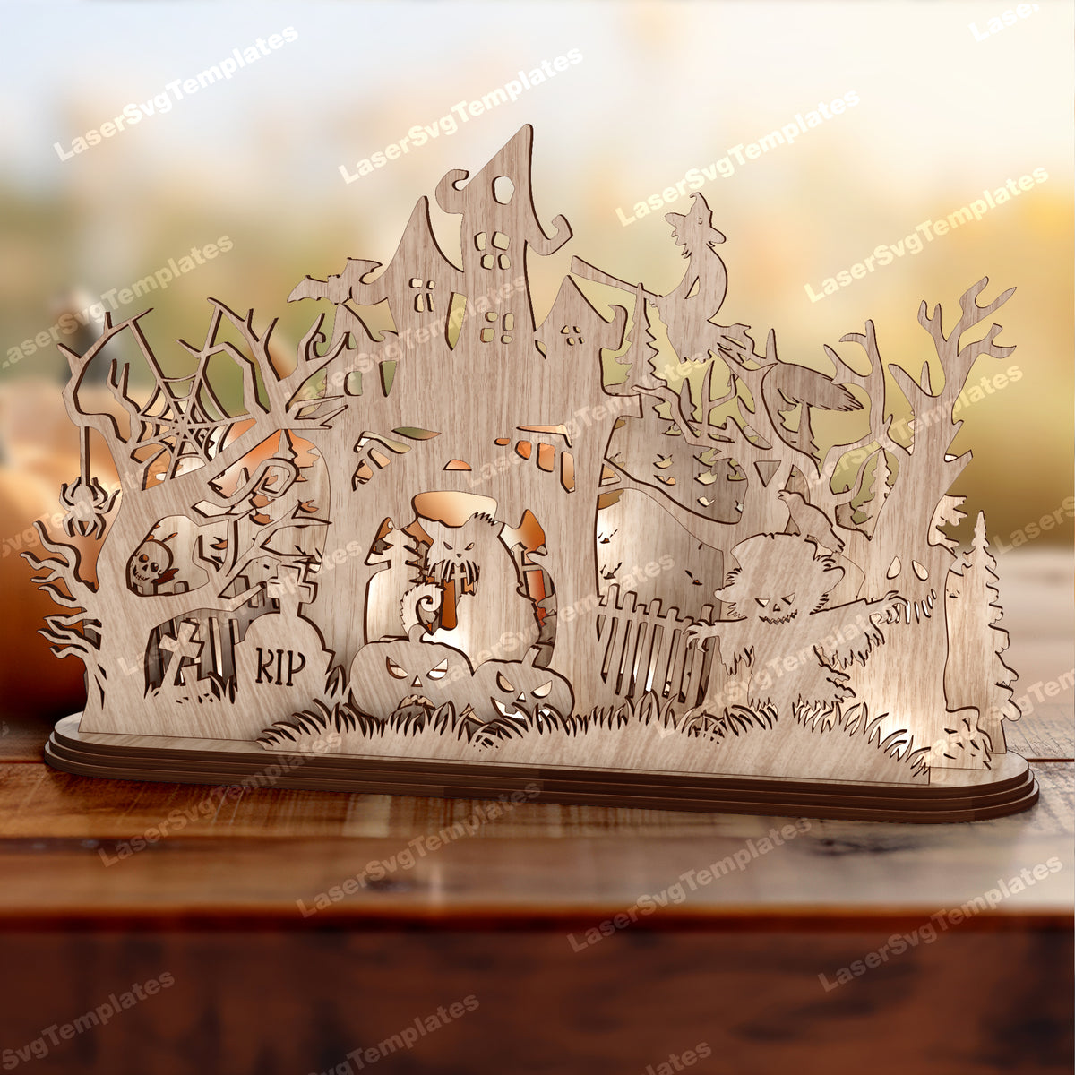 Halloween Spooky Table Decoration Laser Cut Svg File