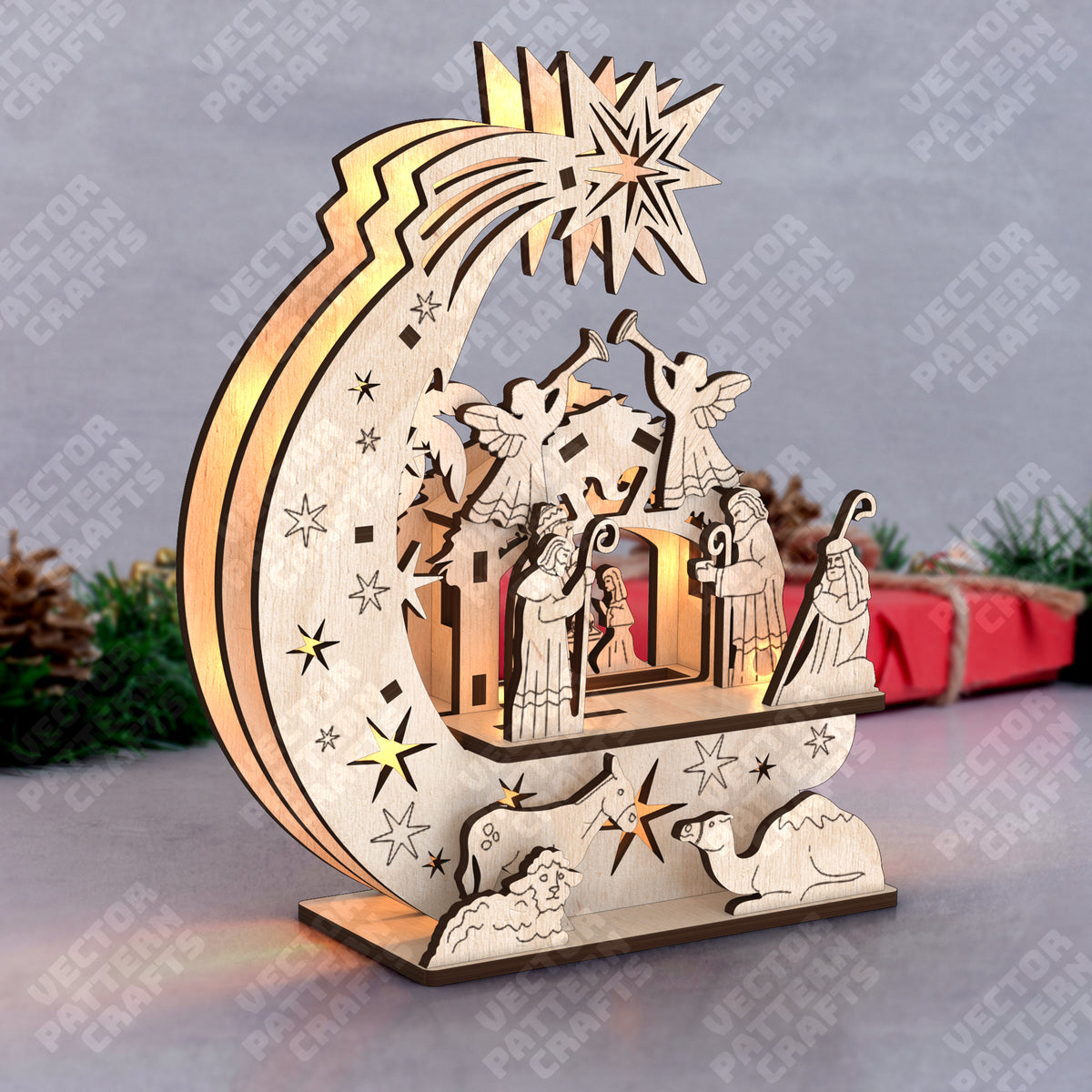 Nativity lamp table decoration laser cut svg file
