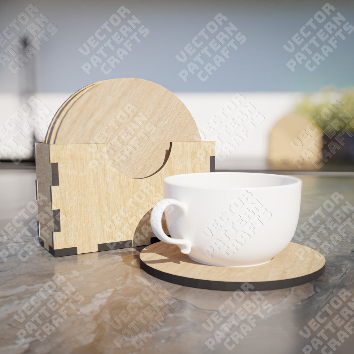 Wooden round coasters box laser cut svg file
