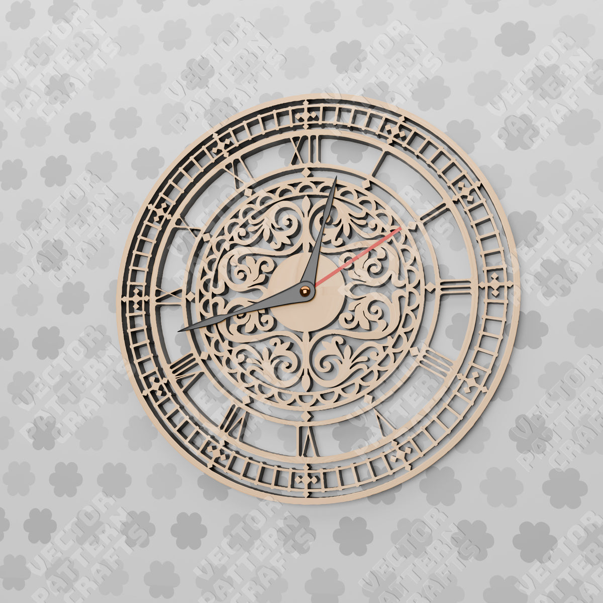 Contemporary wall clock laser cut svg template