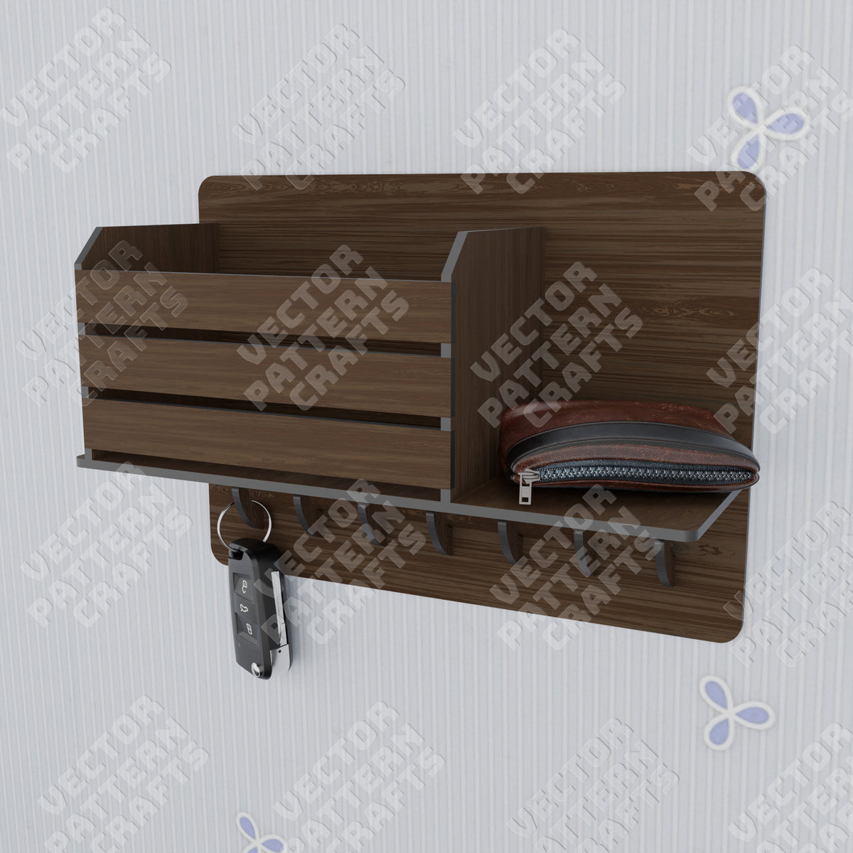 Key holder wall shelf laser cut svg file