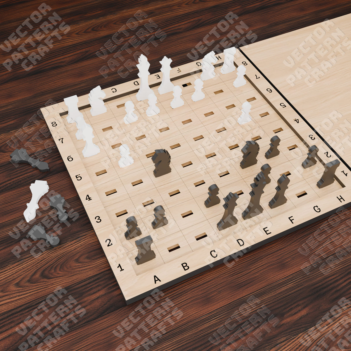 Laser cut wooden chess game svg file