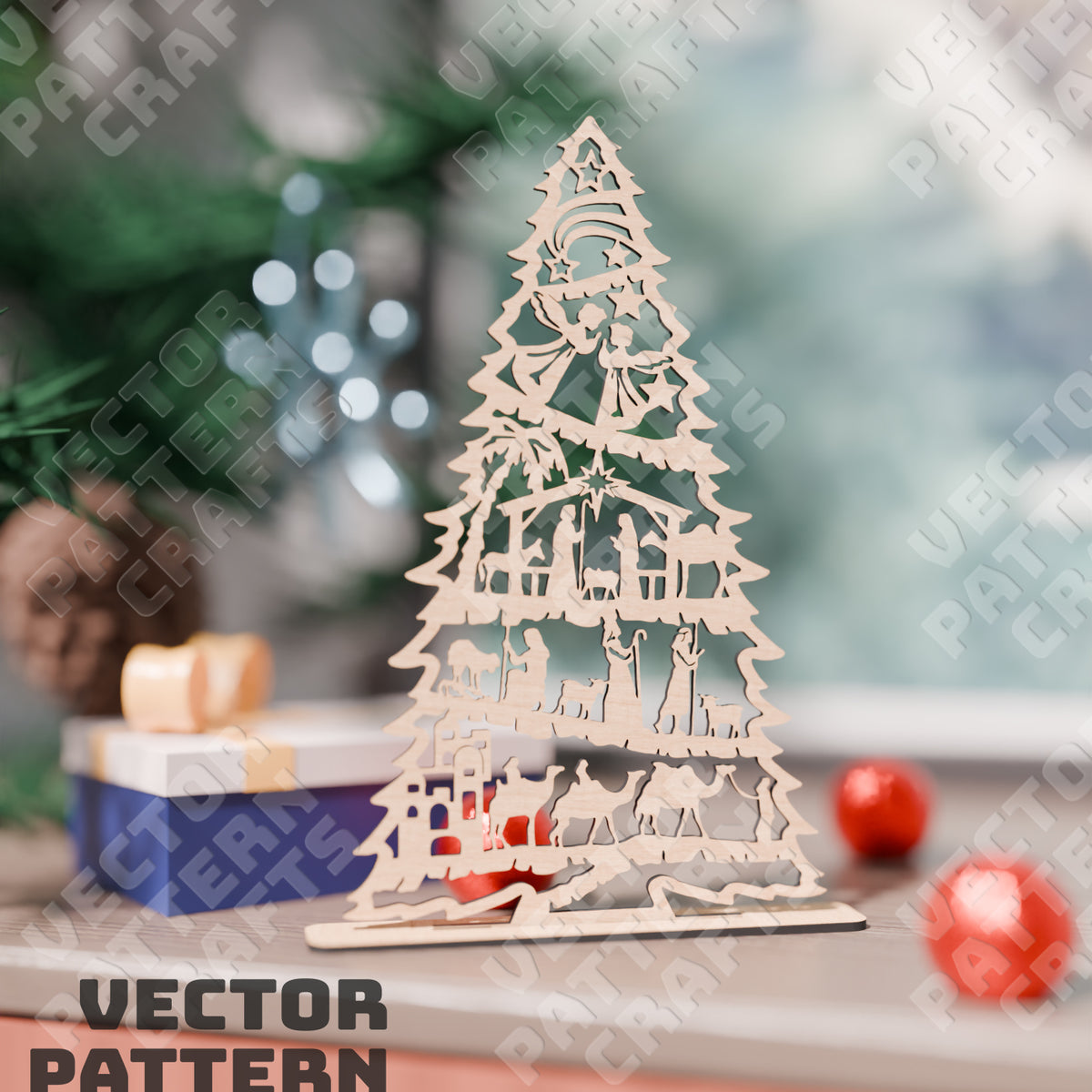 Nativity Christmas tree laser cut svg file
