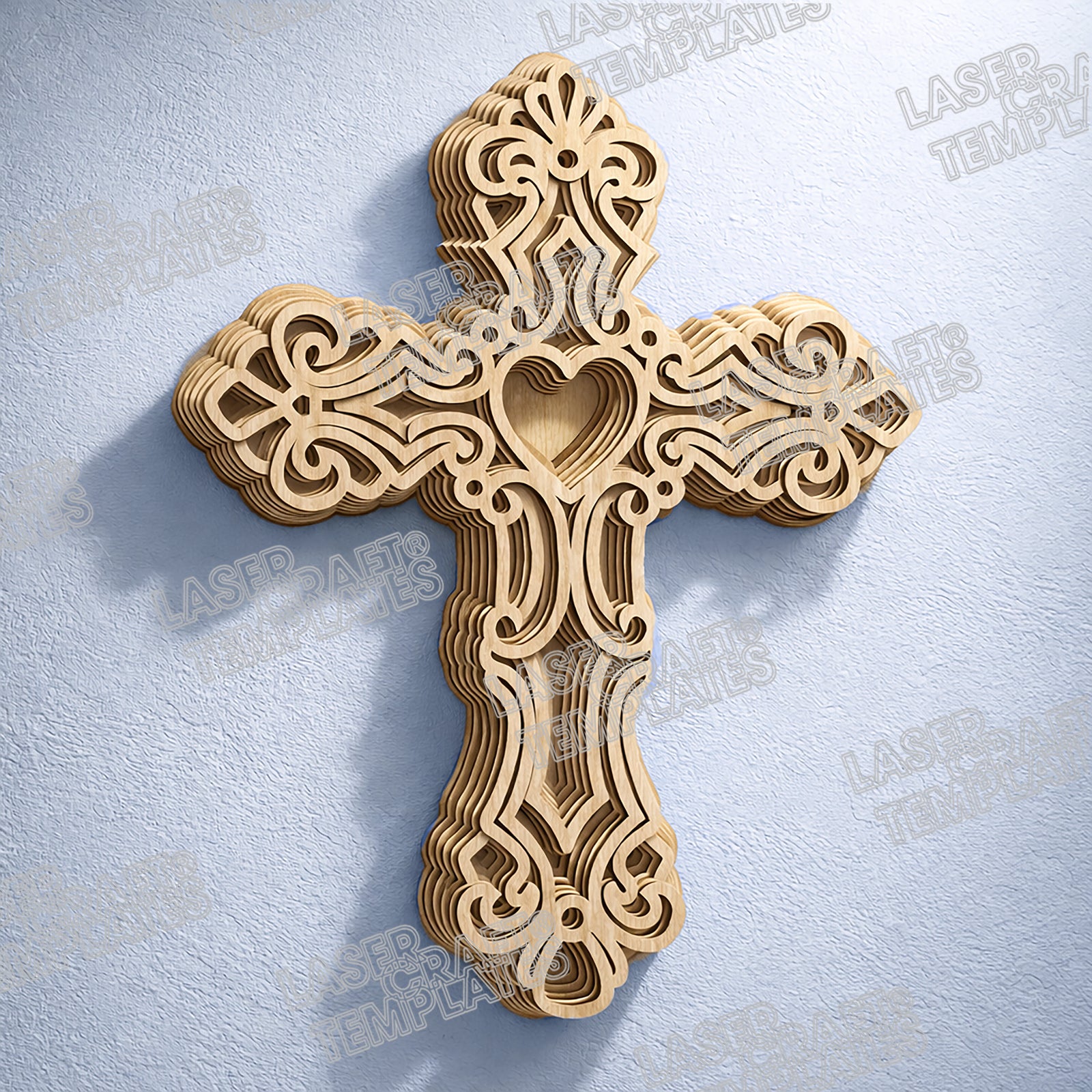 4 Multilayer Cross wall art panels laser cut svg file