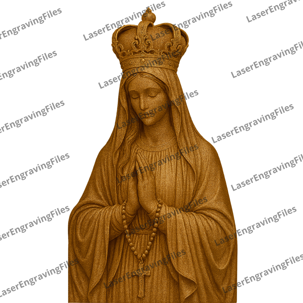 Virgin Mary with crown engraving png file