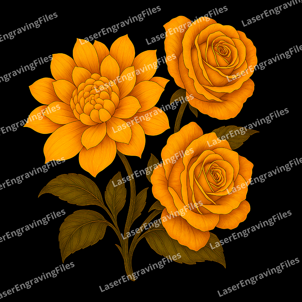 Elegant floral laser engraving png file