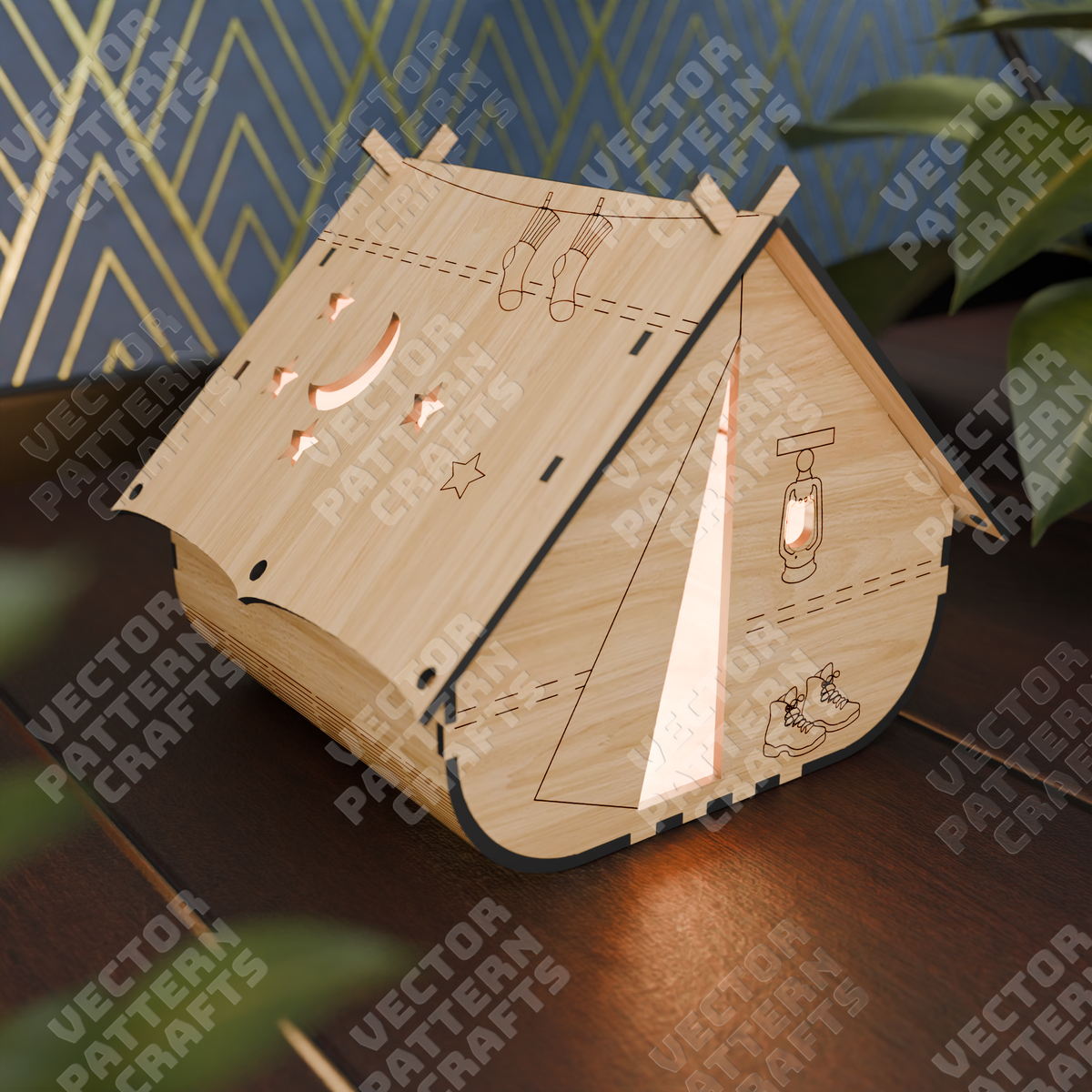 Decorative wigwam tent table lamp laser cut svg file