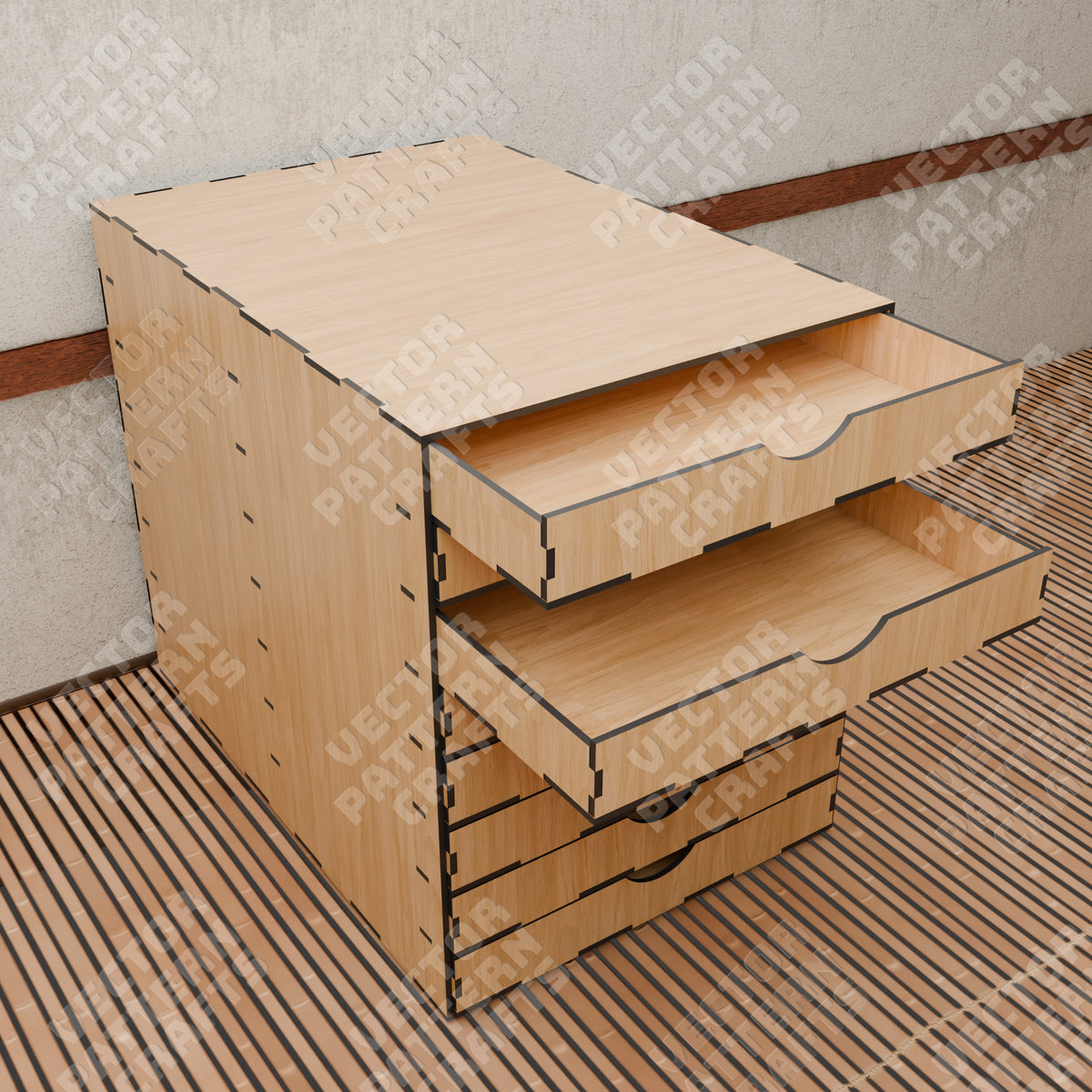 Laser cut desktop drawers organizer svg cut file
