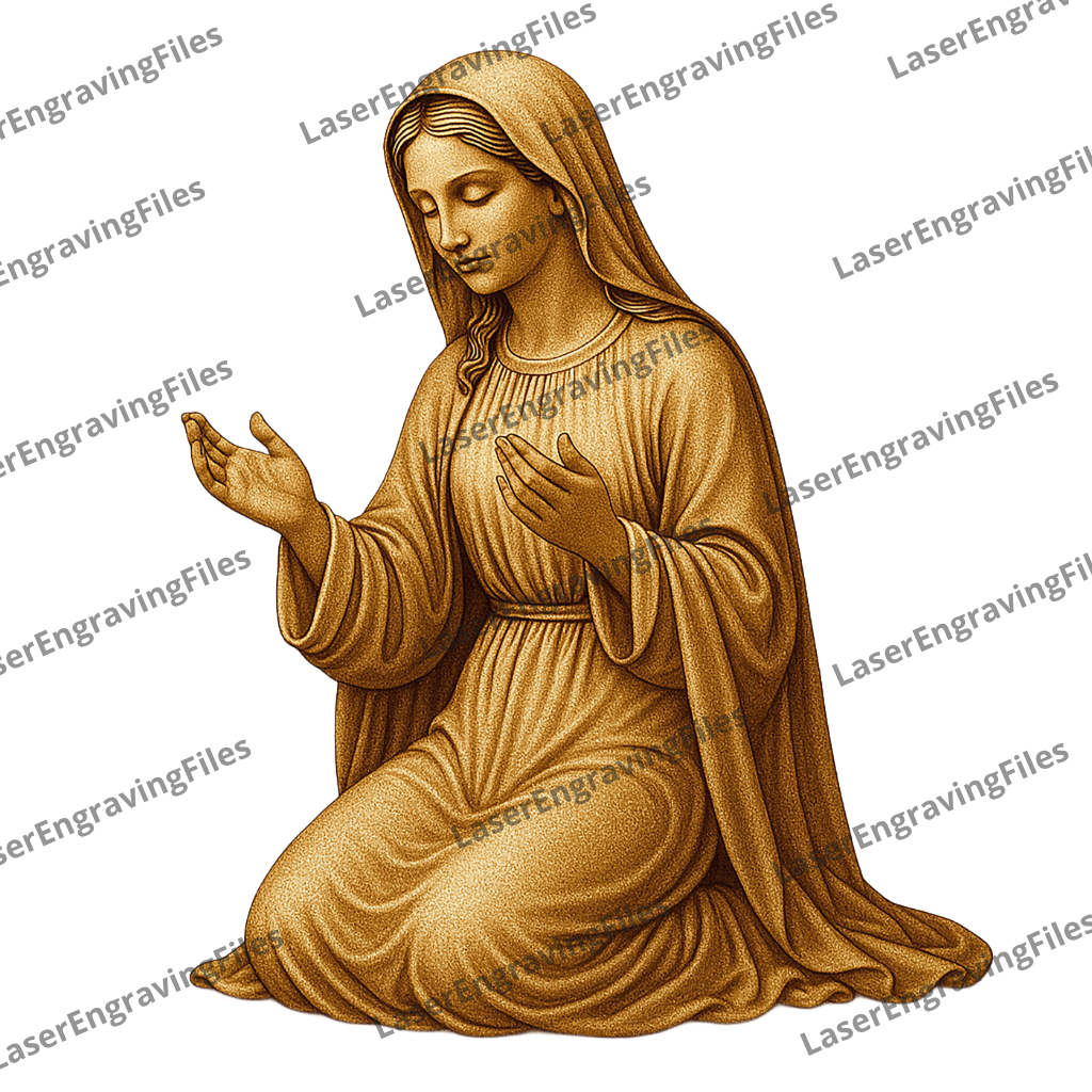 Virgin Mary peaceful prayer engraving png file