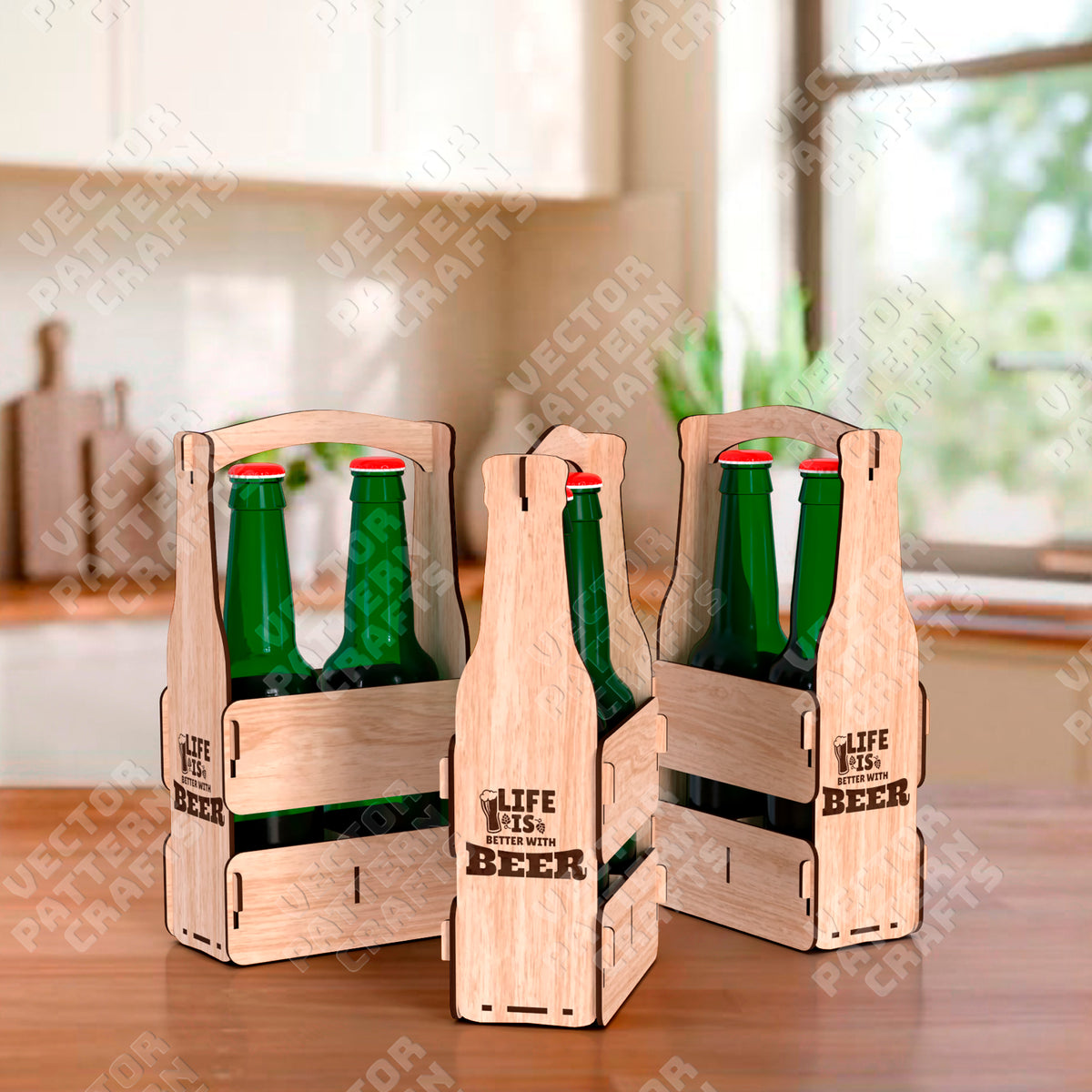 Wooden 2 pack beer caddy laser cut svg file
