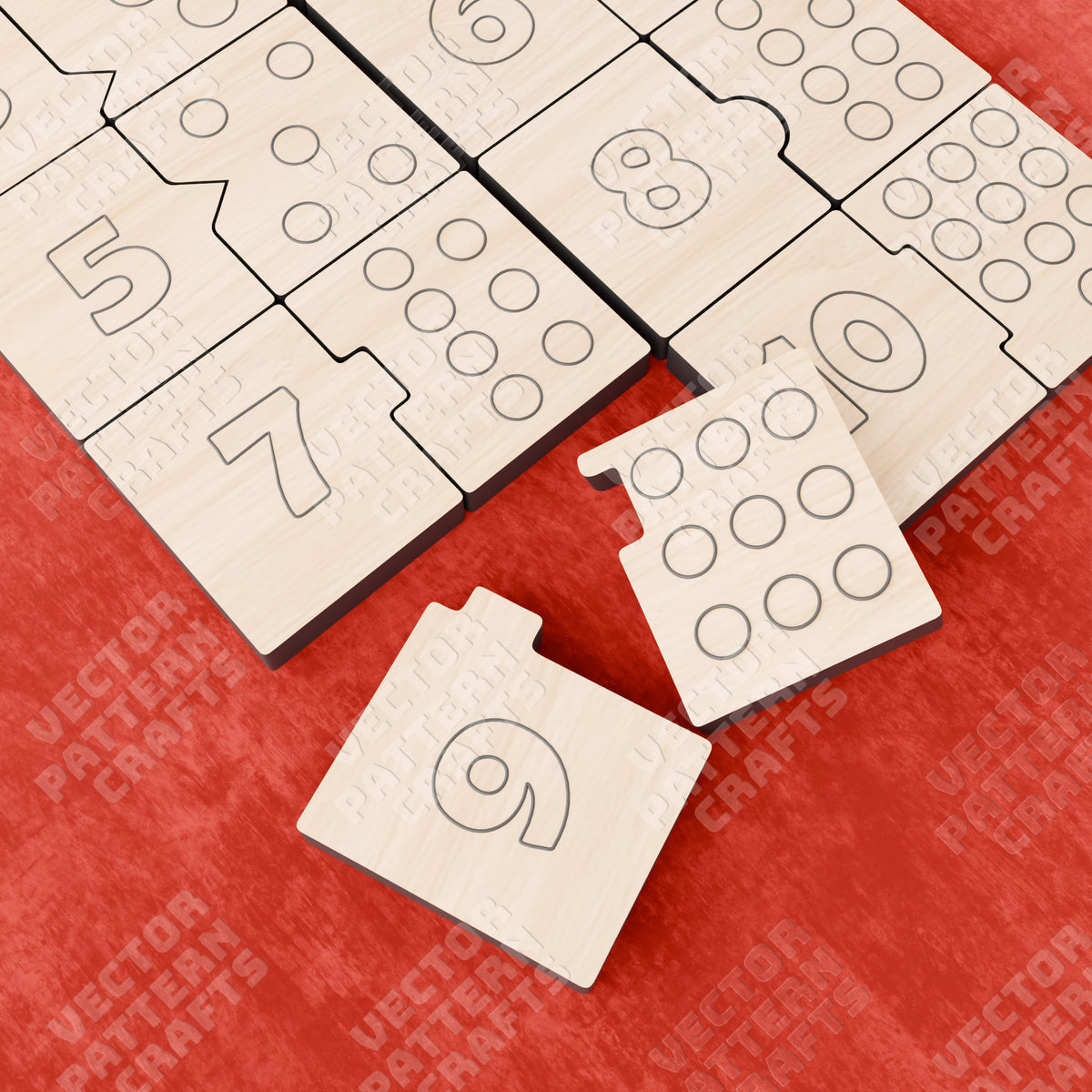Educational numbers puzzle laser cut svg file