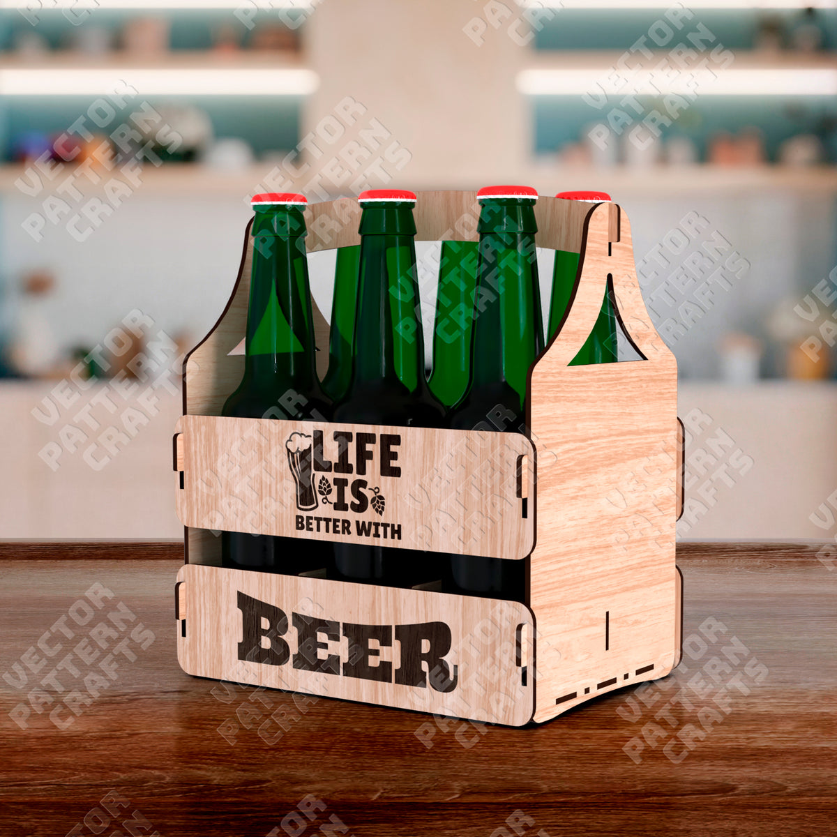 Wooden 6 pack beer caddy laser cut svg file