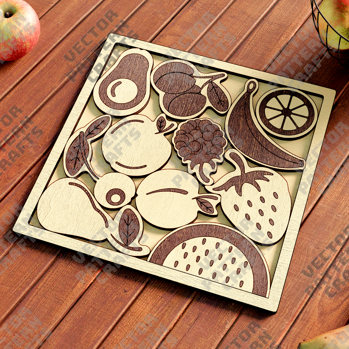 Laser cut fruits puzzle svg cutting file