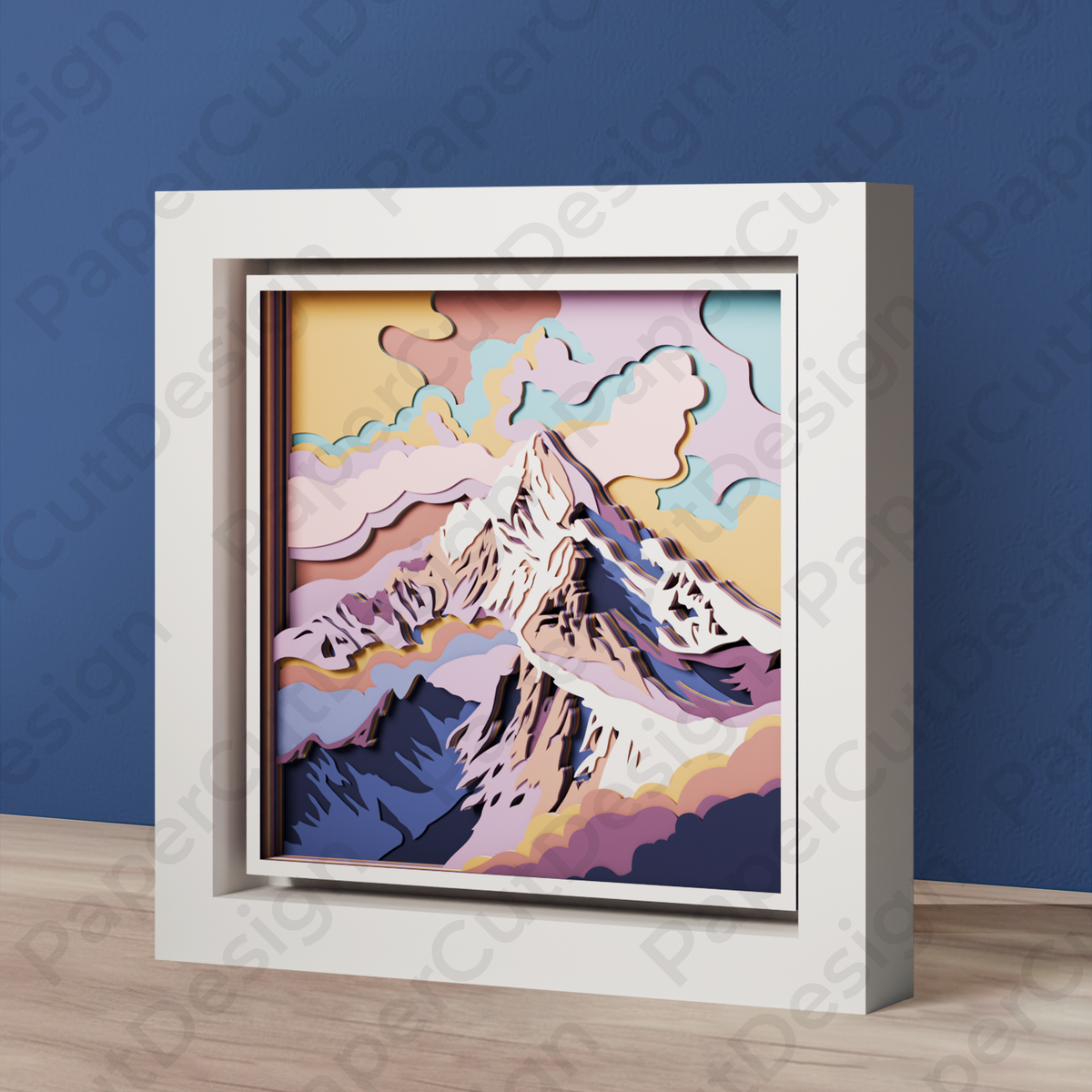 Mountain Landscape Shadow Box Svg File