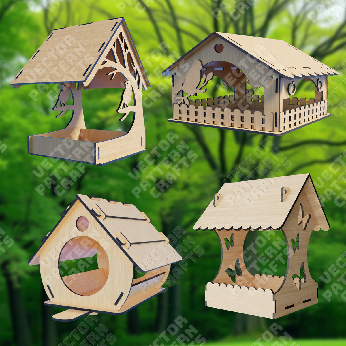 Bird House Laser Cut File | Garden Decor Plans | 3mm, 4mm Plywood