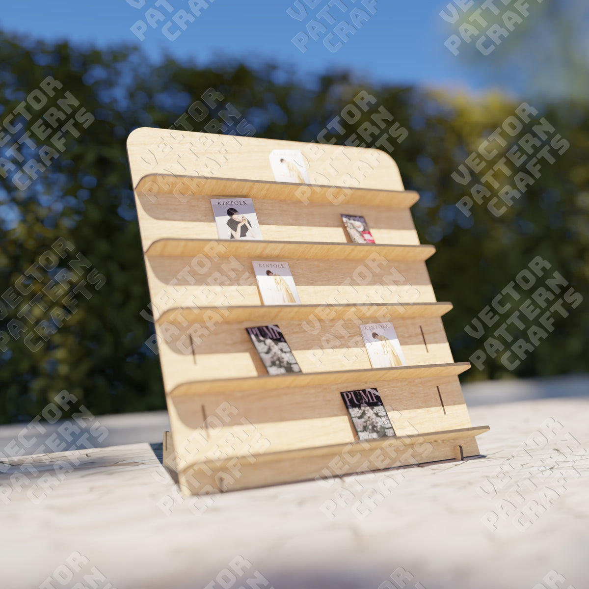 Wooden brochure stand laser cut svg file
