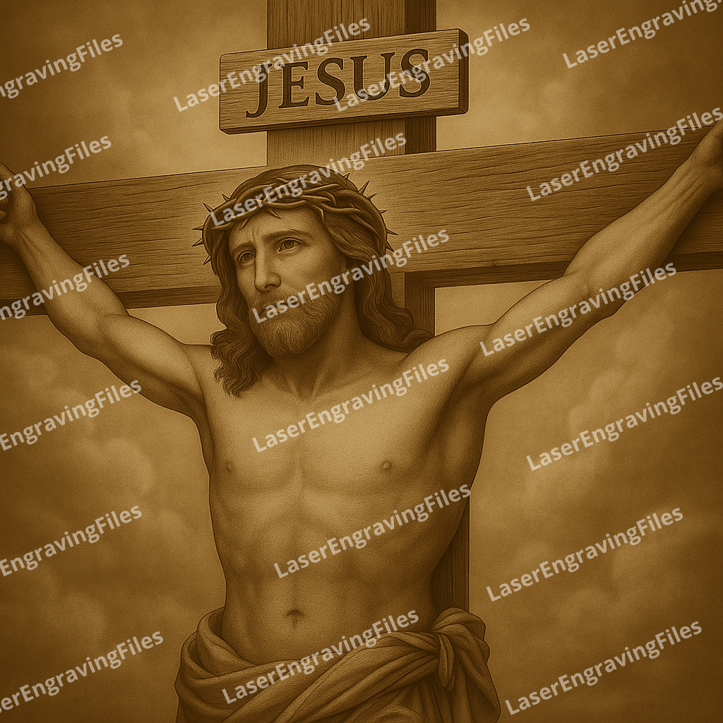 Jesus calvary scene laser engraving png file