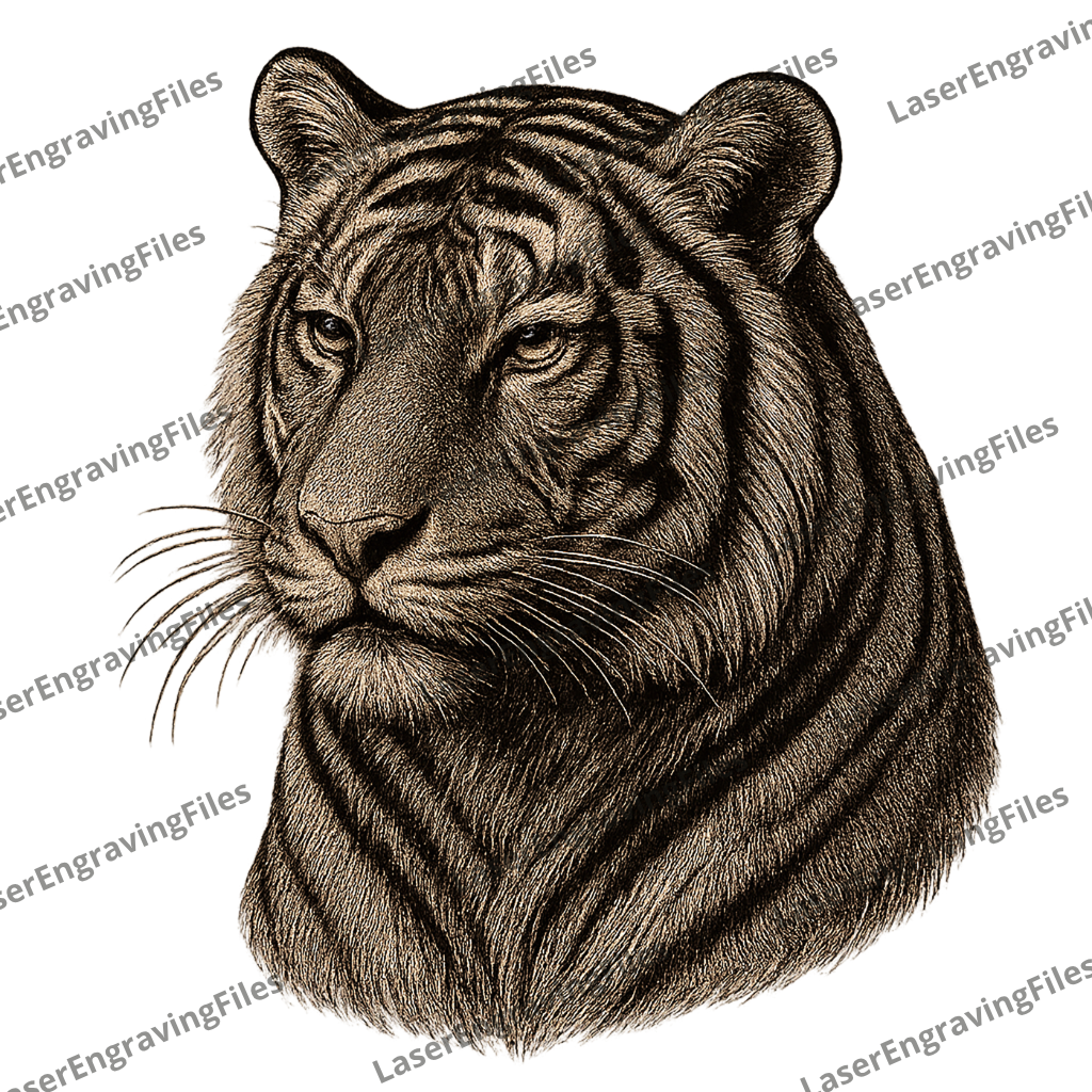 Wild tiger laser engraving png file