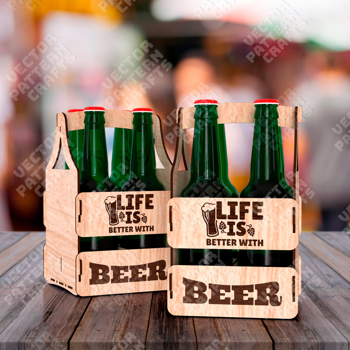 Wooden 4 pack beer caddy laser cut svg file