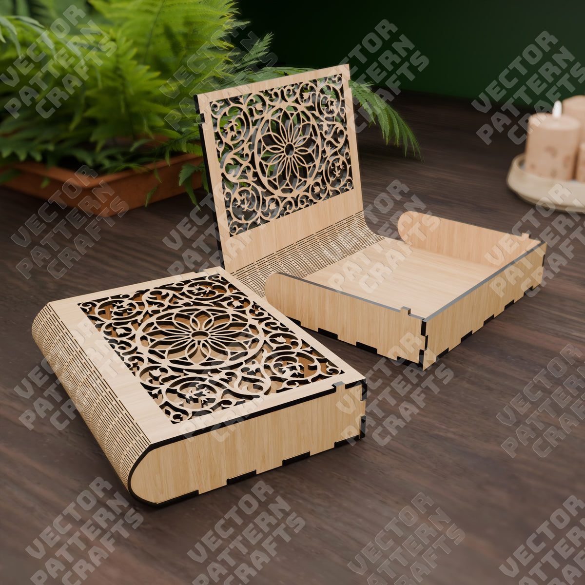 Laser cut decorative gift book box svg file