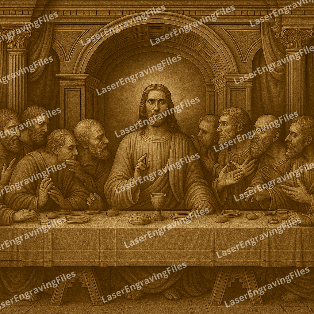 Sacred last supper scene laser engraving png file