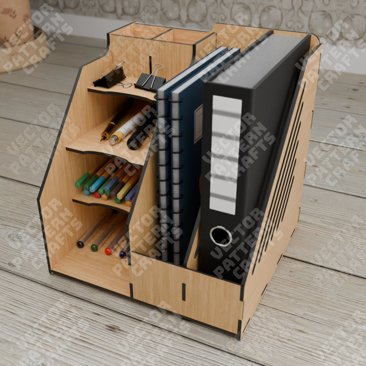 Laser cut desktop drawers organizer svg cut file