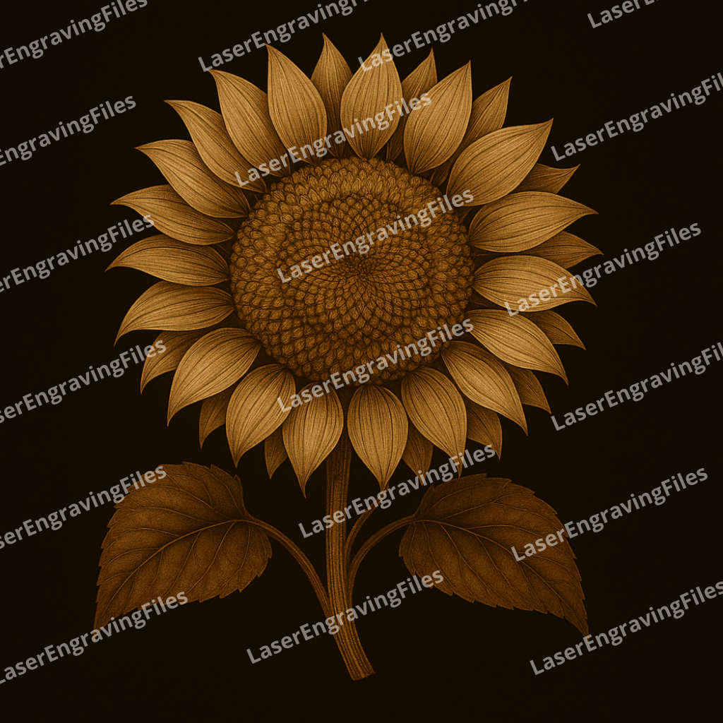 Sunflower laser engraving png file
