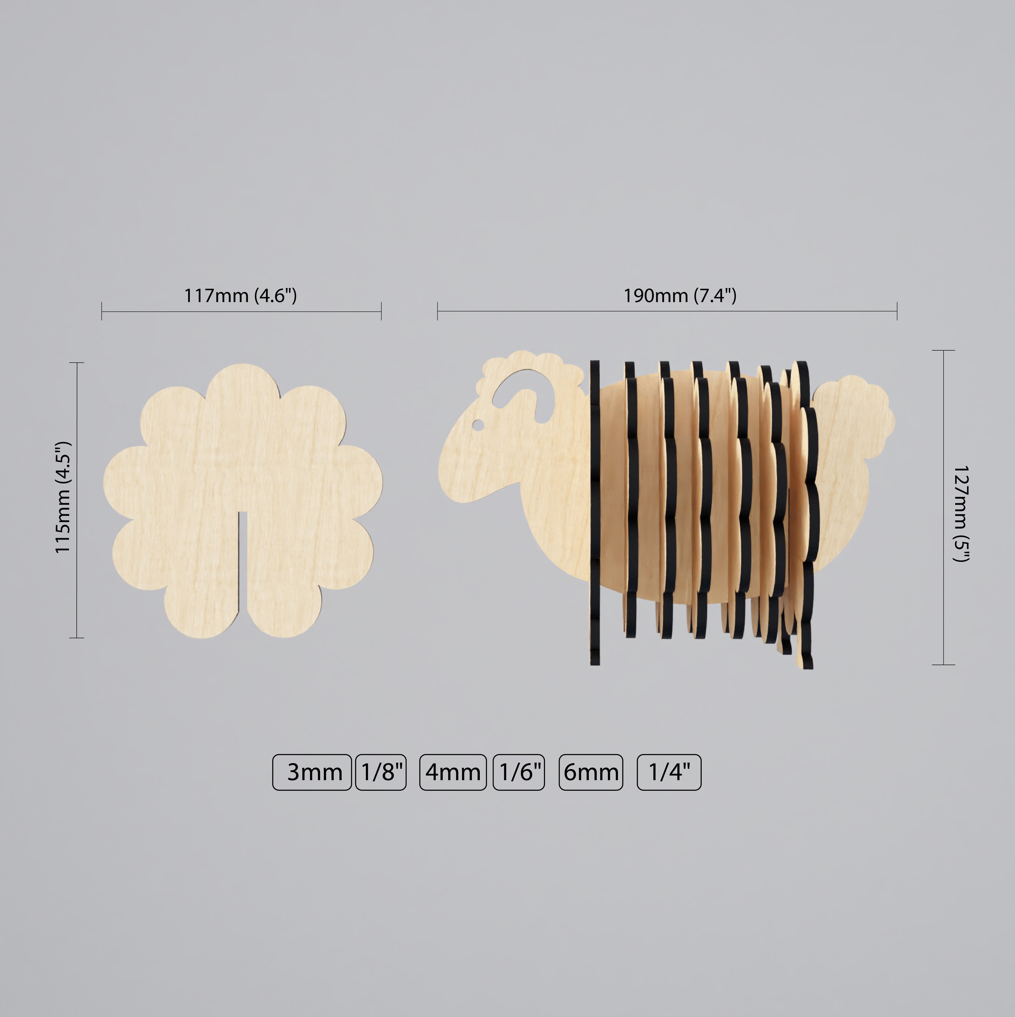 Wooden sheep coasters laser cut svg file