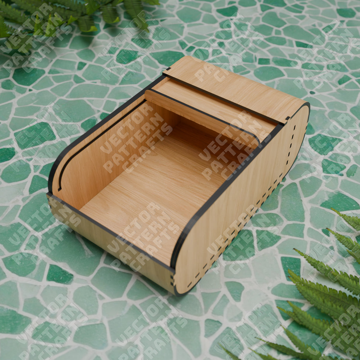 Wooden roll top slide box laser cut svg file