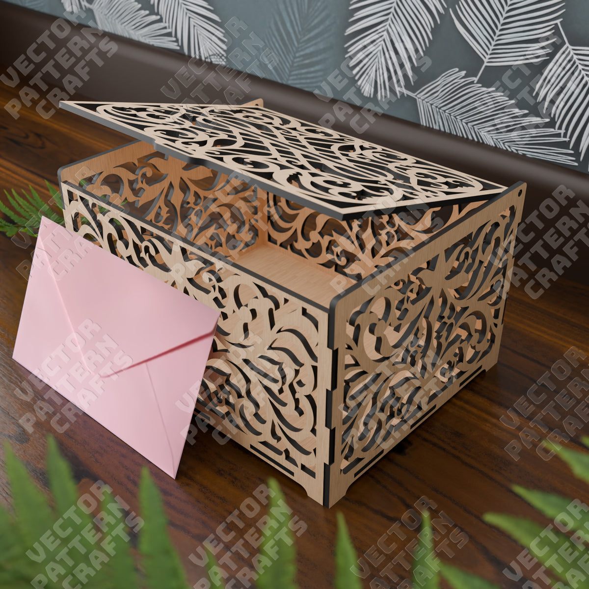 Laser cut wedding gift money box svg cutting file