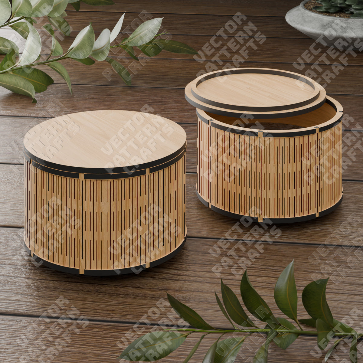Decorative wooden round flexible box laser cut svg file